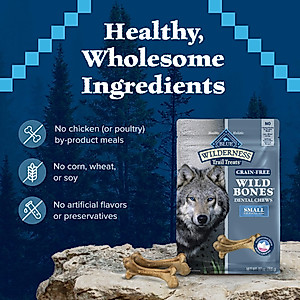 Blue Buffalo Wilderness Wild Bones Grain-Free Dental Chews Dog Treats, Small, 27-oz Bag