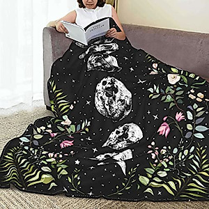 Floral Lunar Night Sky Moon Eclipse Blanket Fleece Soft Throw Blankets All Season Warm Lightweight Blankets for Bed Sofa Couch 50"X40"