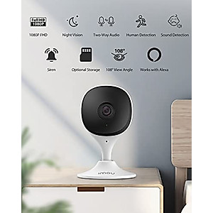 Imou Home Security Camera 2 Pack 1080P Baby Monitor with Night Vision, 2-Way Audio, Human Detection, Sound Detection, Plug in WiFi Indoor Camera Dog Cam with App, 2.4G Wi-Fi Only, Works with Alexa