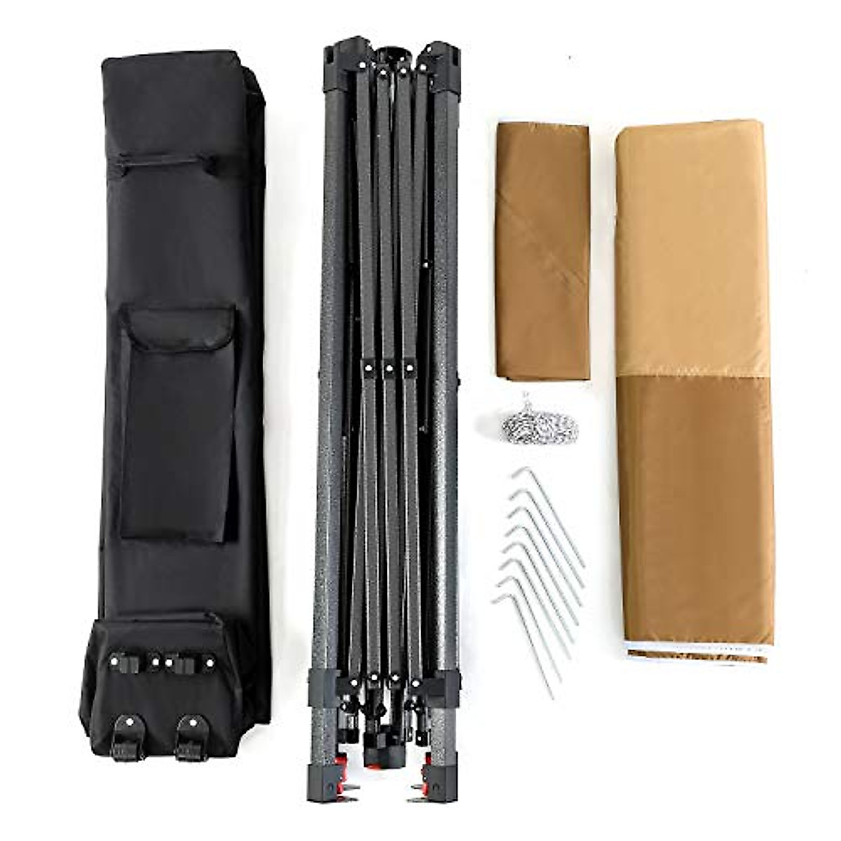 ARROWHEAD OUTDOOR 13’x13’ Pop-Up Canopy & Instant Shelter, 150D Fabric Construction, Adjustable Height, Wheeled Carry Bag, Guide Ropes & Stakes Included, Brown & Tan v2 (New) (KGS0389U)