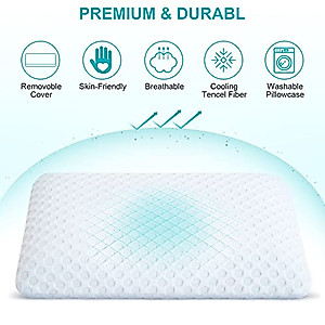 MUUEGM Gel Memory Foam Pillows, Cooling Pillow for Pain Relief Sleeping,Neck Pillows for Sleeping, Washable and Breathable Bed Pillow, Body Pillows for Adults (White)