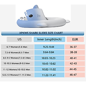 XPKWS Shark Slides for Women and Men Unisex Cloud Slippers Adult Novelty Beach Sandals with Thick Sole (JB-BW,7.5-8 Women/6.5-7 Men,3839)