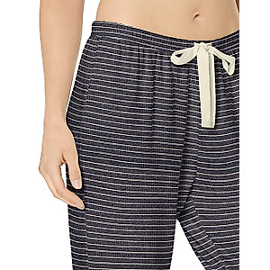 Amazon Essentials Women's Pajama Jogger - Lightweight Lounge Terry, Plus Size, Navy Stripe, Medium