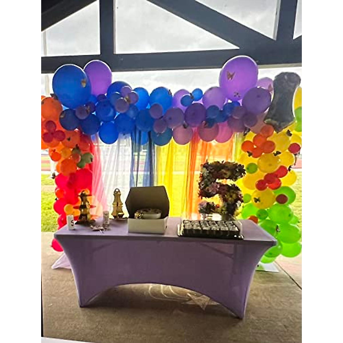 WPM 6 Piece Rainbow Sheer Window Panel Colorful Backdrop Bright Curtains Set for Playroom, Nurseries, Bedroom Lime, Orange, Red, White, Bright Yellow, Navy Drapes Kids (84" Long)