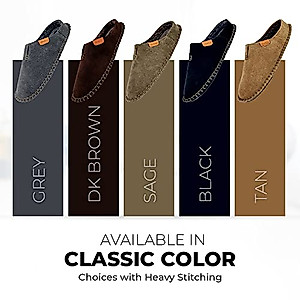 Clarks Mens Open Back Suede Leather Slipper With Heavy Stitching - Plush Sherpa Lining - Indoor Outdoor House Slippers For Men (13 M US, Tan)