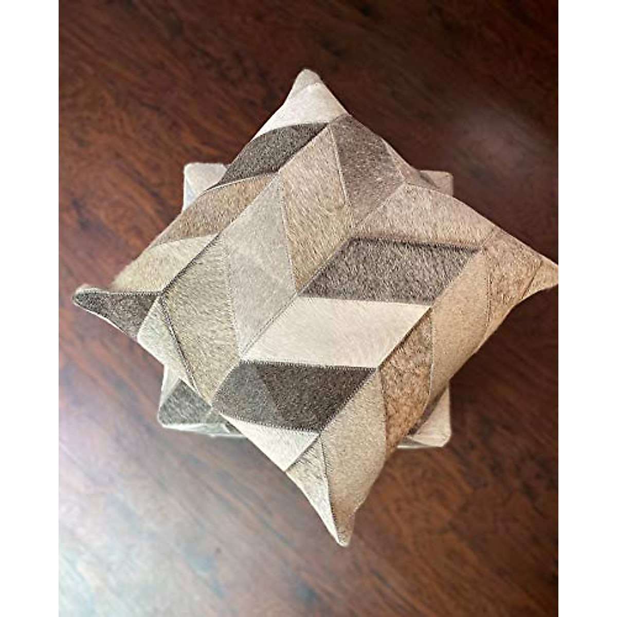 Noori Rug 1 Pillow, Cowhide Chevron Grey