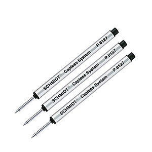 SCHMIDT 3 Pack P8127 Short Capless Rollerball - Black Ink