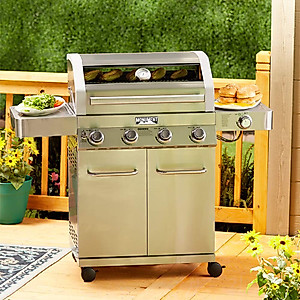 Monument Grills Larger Convertible 4-Burner Natural Gas Grill Stainless Steel Cabinet Style Propane Grills, LED Controls,Side Burner(Without Conversion Kit)