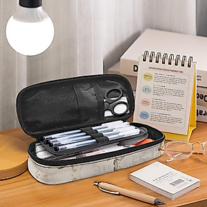 STUOARTE Goat Flower Printed Large Pencil Case, Aesthetic Pencil Pouch with Zipper for Kids School, Stationery Pouch Pen Case School Supplies for College Students Girls Boys Adults