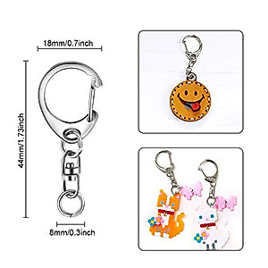 Roctee 50 pcs Lobster Clasp Key, Keychain Clip, Swivel Clasps Lanyard Snap Hook, DIY Crafts Key Chain, Lobster Claw Clasp (Silver)