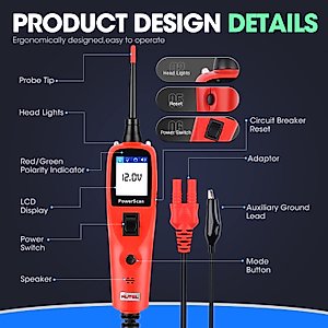 Autel PowerScan Automotive Circuit Tester, Power Circuit Probe Tool, 12-24V Electrical Short Open Breaker Circuit Finder, AC/DC Current Resistance, Duty Cycle, & 20FT Extension Cord, for 99% Cars