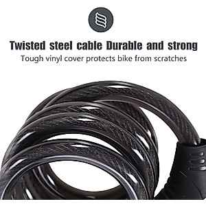 Roming 4 Digit Coiled Security Cable Lock, 50 Inches Long, Black