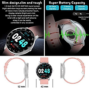 Peakfun Smart Watch with Heart Rate Blood Pressure Monitor IP67 Waterproof Bluetooth Smartwatch Smart Sports Activity Tracker Watch for Men Women Kids Android iOS Phones Pink