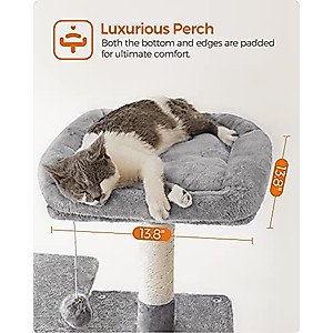 Feandrea Cat Tree, Cat Tower, Cat Condo with Scratching Posts, Hammock, Plush Perch, Cat Activity Center, Light Gray UPCT161W01