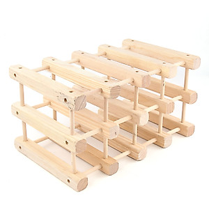 VPABES 20 Bottles Wine Rack Holder, Floor Table Standing Solid Wood Wine Rack, DIY Stackable Modular Wine Bottle Display Storage Organizer Shelf for Home Kitchen Restaurants