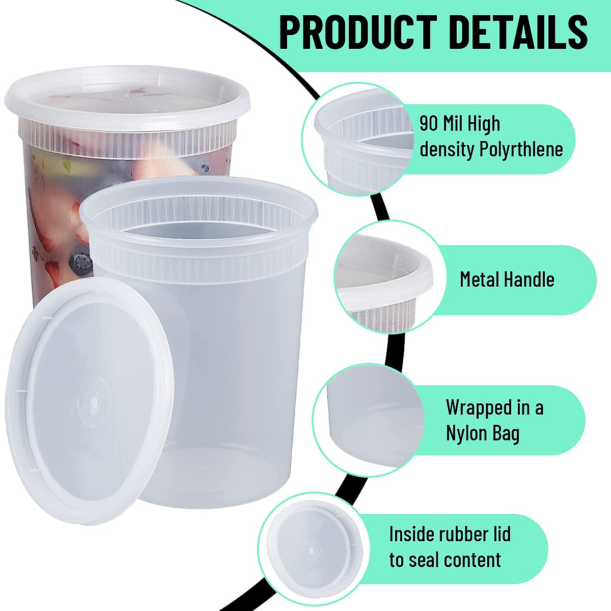 Glownary Pactiv/Newspring YSD2532 Delitainers [240] 32 oz Deli Containers With Airtight Lids, Food Storage/Soup Containers