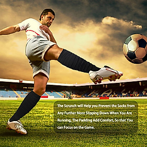 YYXR Black Football Socks Non Slip Extra Long Compression Socks Men Soccer Socks Knee High Scrunchie Athletic Tube Socks