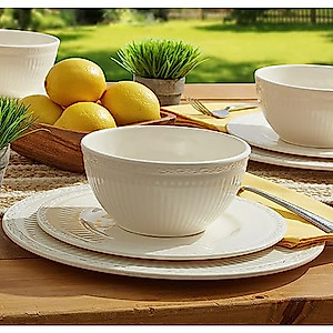 Mikasa Italian Countryside Melamine Outdoor Dinnerware Set, Service for 4, Cream, 12 Piece