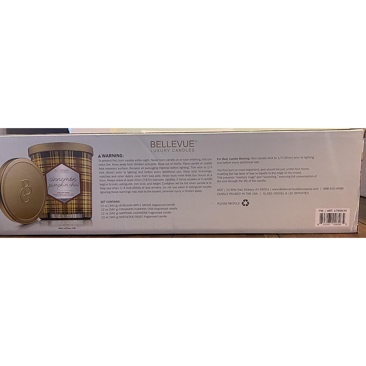 Bellevue Luxury Candles, 4 Soy Blend Candles 12 oz Each, Removable Labels, Lead-Free Wicks, Fragrances with Essential Oils