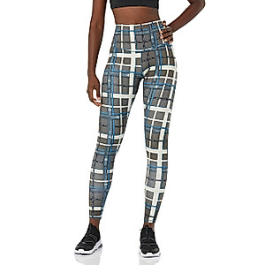 Champion womens Making the Cut Season 3 Episode 2 Champion Collab Curtis' High-rise Plaid Printed Leggings, Champion Tapes Teal, Small US