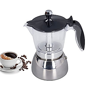 TOTITOM Stovetop Coffee Maker 6 Cup Moka Pot Clear ABS Top Stainless Steel Coffee Making Pot for Home Office Coffee Maker Espresso Maker
