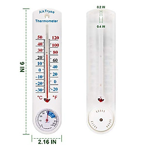 Outdoor/Indoor Thermometer Hygrometer Humidity Meter Thermometers Temperature Humidity Gauge Meter with Fahrenheit/Celsius ℉/℃ for Patio Field Cellar Garden Humidors Greenhouse Closet by AikTryee