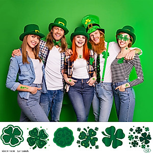 XIYOKA 140+ Pcs St Patricks Day Tattoos, 34 Sheets Unique St. Patrick's Day Tattoos Stickers, Shamrock Green Temporary Tattoos, Lucky Clover Tattoos for Kids Party Favors Accessories Irish Party