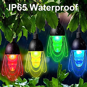 svaha Outdoor String Lights, 48FT RGBW Patio Lights App Control, USB Powered Color Changing Outdoor String Lights IP65 Waterproof with DIY and 210 Scene Modes, Dimmable and Connectable for Garden.