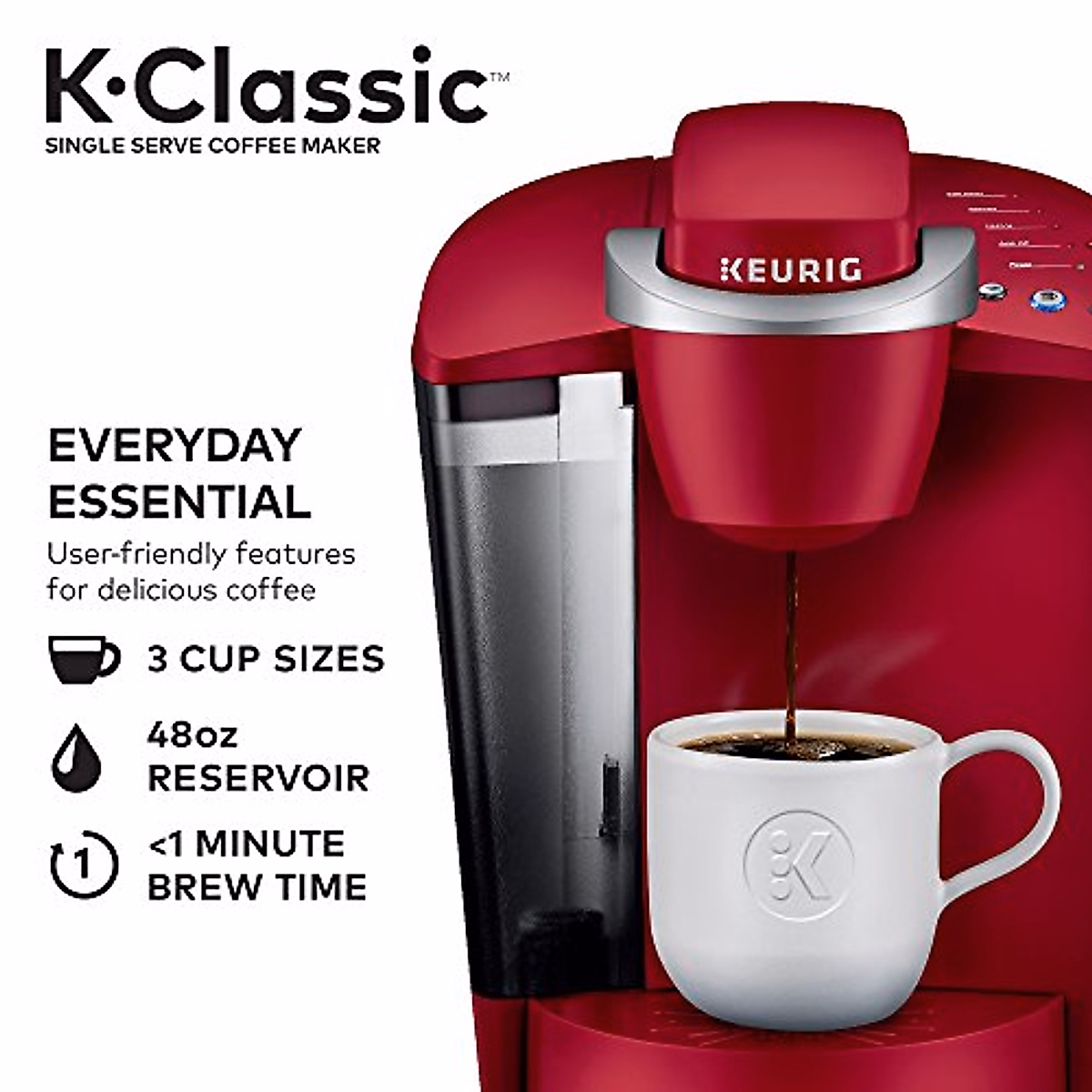 Keurig K-Classic Single Serve K-Cup Pod Coffee Maker, Rhubarb