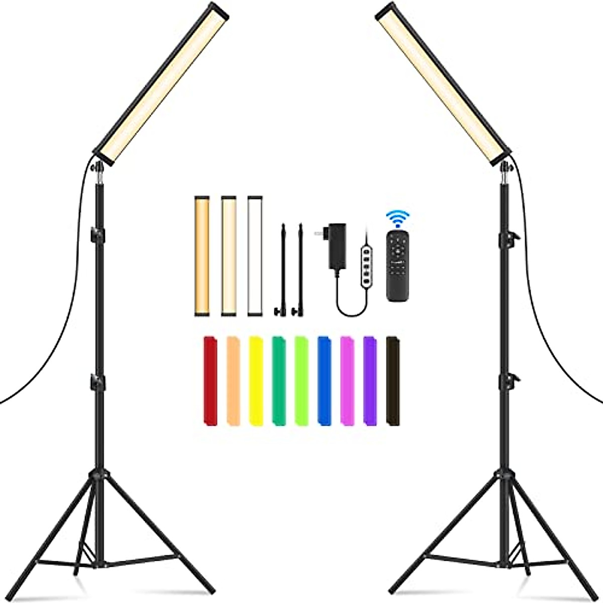 2 Pack LED Video Light Wand Kit, Unicucp 2300-7800K Photography Lighting Stick with 79" Tripod Stand for Photographic Studio/Video Fill Light/Collection Portrait/Game Live Streaming/Video Conferencing