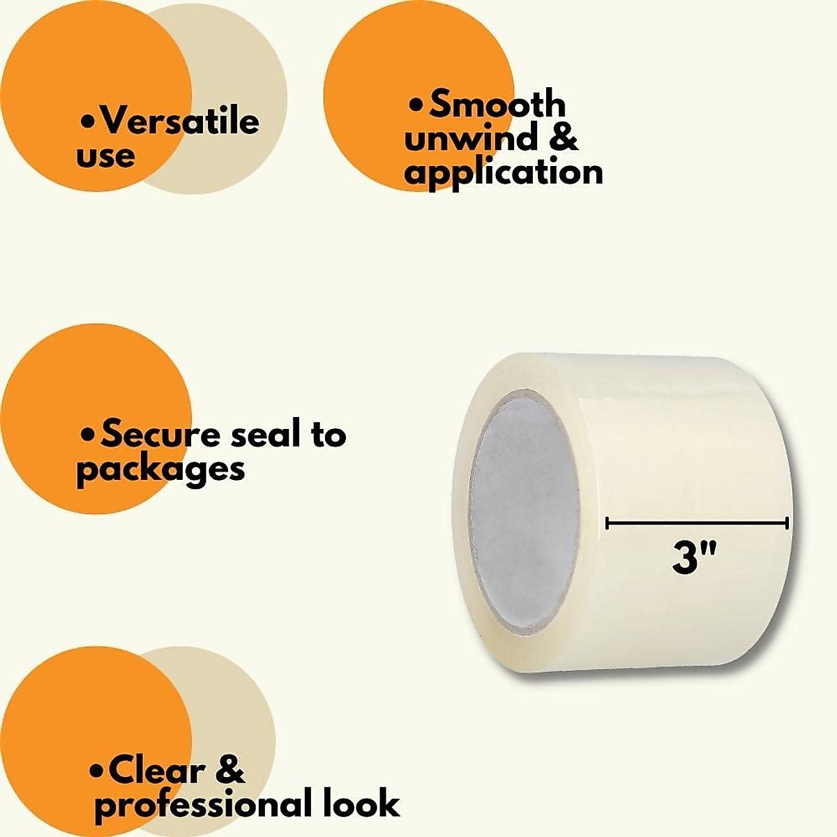 Clear Packing Tape, Packaging Shipping Tape Rolls, 3 Inch x 110 Yards, 1.9 Mil Thick, 24 Pack