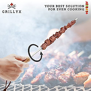 Grillyx Skewers - Premium BBQ Skewers - Skewers for Kabobs - Pack of 10 - Stainless Steel - Ideal for Grilling - shishkabob Skewers - Metal skewers