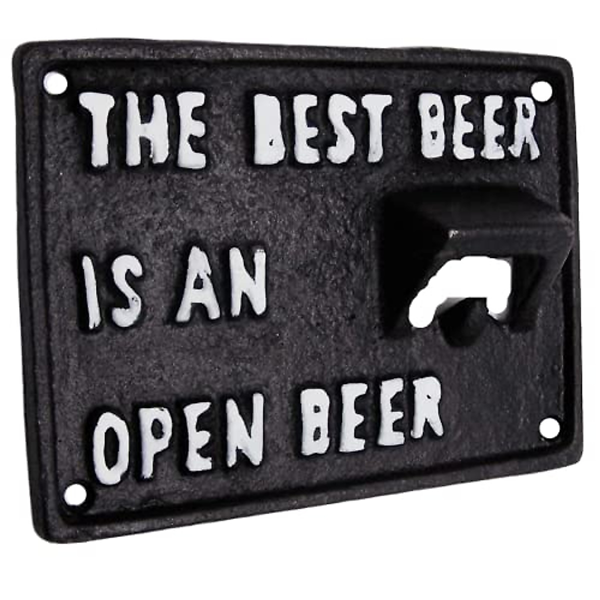 Cast Iron The Best Beer is an Open Beer Single Bottle Opener, Wall Mounted Accent Piece, Funny Bar Décor, Man Cave Bar Accessory, 4.25 Inches