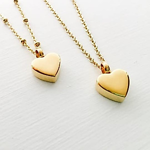 Oaktree Memorials Heart Cremation Necklace, Urn Pendant, Necklace Urn, Necklace Urn for Ashes, Cremation Jewelry, Stainless Steel, 18K Gold Plated (Gold)