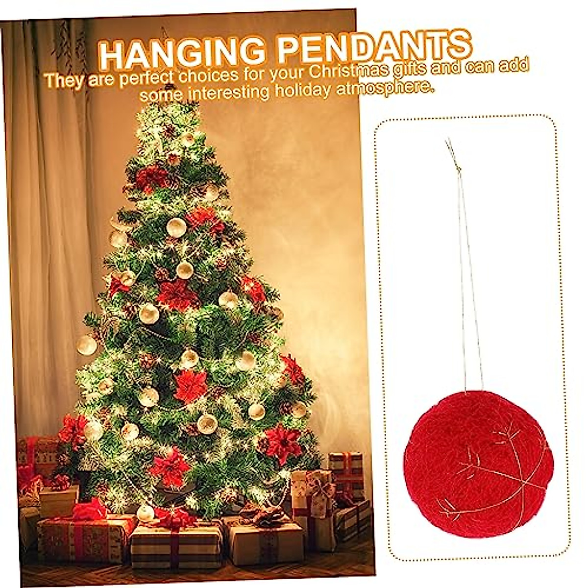 EXCEART 3pcs Christmas Felt Balls Christmas Wreath Mantel Decorations for Fireplace Prom Decorations Christmas Ball Ornaments Christams Tree Pom Pom Ball Christmas Tree Ornament Manual Red