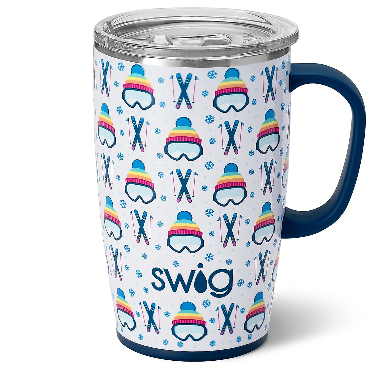 Swig 18oz Travel Mug, Insulated Tumbler with Handle and Lid, Cup Holder Friendly, Dishwasher Safe, Stainless Steel Insulated Coffee Mug with Lid and Handle (Rose Gold)