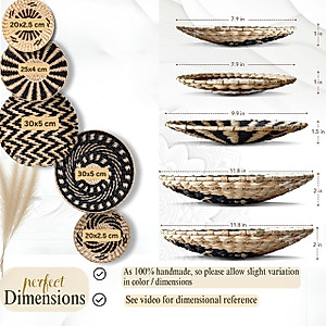 Artivea 5 Boho Basket Wall Decor Set - hanging Woven Wall Baskets Decor Boho - Boho Wall decor Baskets - Boho wicker wall decor - Basket Wall Art Decor - Boho Rattan Woven Wall Decor - Boho Rattan Wall Decor– Exclusive Registered Brand