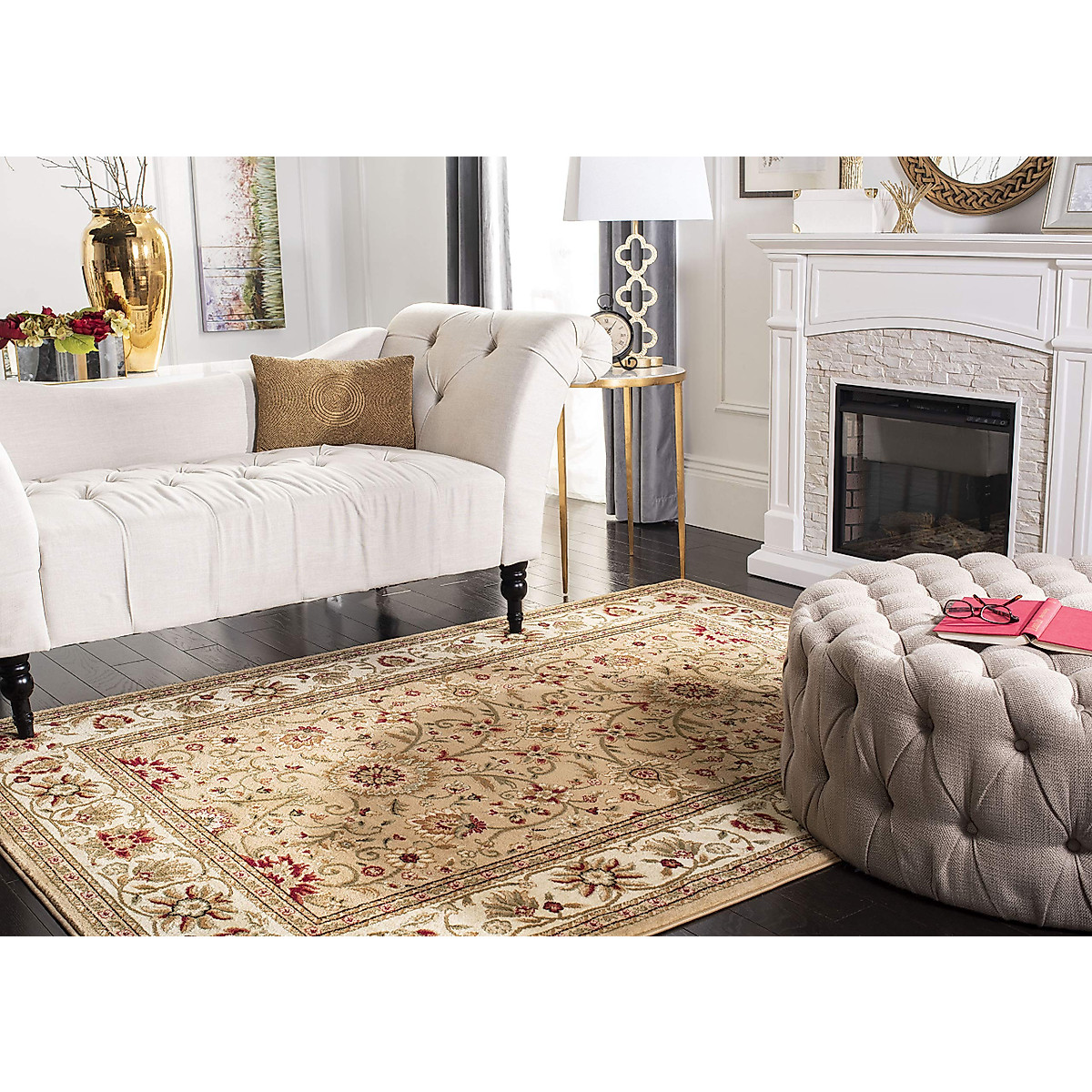 SAFAVIEH Lyndhurst Collection X-Large Area Rug - 12' x 18', Beige & Ivory, Traditional Oriental Design, Non-Shedding & Easy Care, Ideal for High Traffic Areas in Living Room, Bedroom (LNH212D)