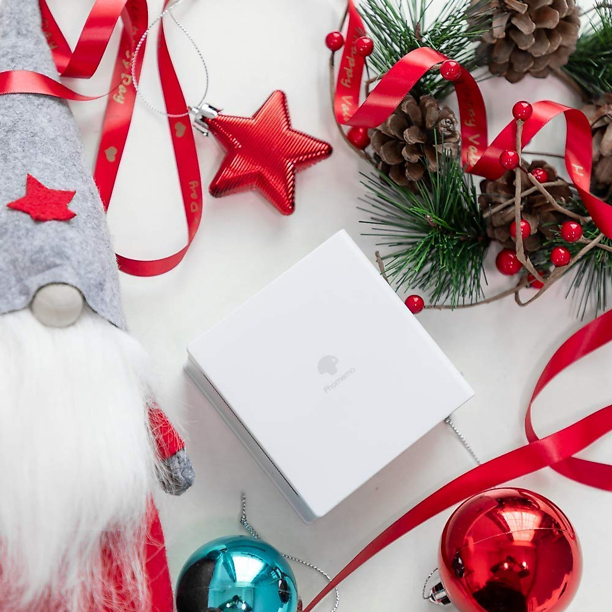 Phomemo M02 Pocket Printer- Mini Bluetooth Thermal Printer with 3 Rolls White Sticker Paper, Compatible with iOS + Android for Learning Assistance, Study Notes, Journal, Fun, Work，White