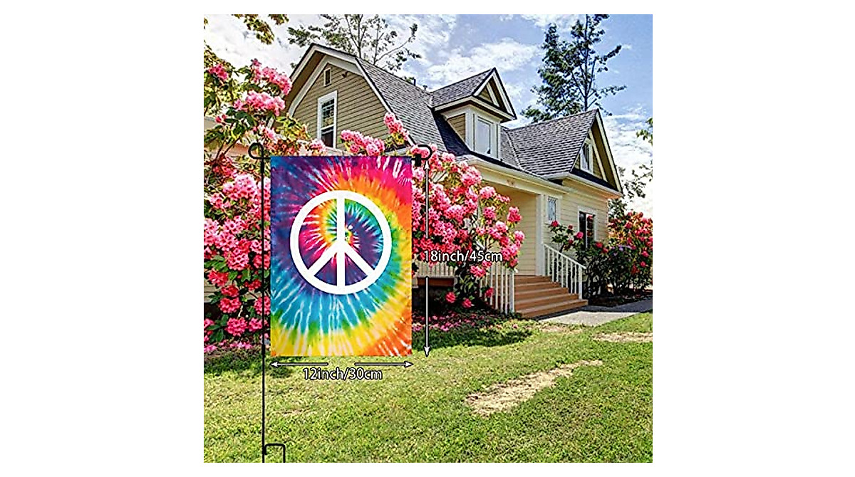 Vibrant Peace Sign Tie-Dye Garden Flag for Your Yard & Patio