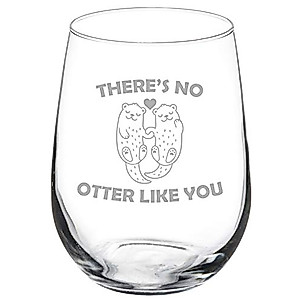 MIP Brand Wine Glass Goblet There's No Otter Like You Otter Couple (17 oz Stemless)