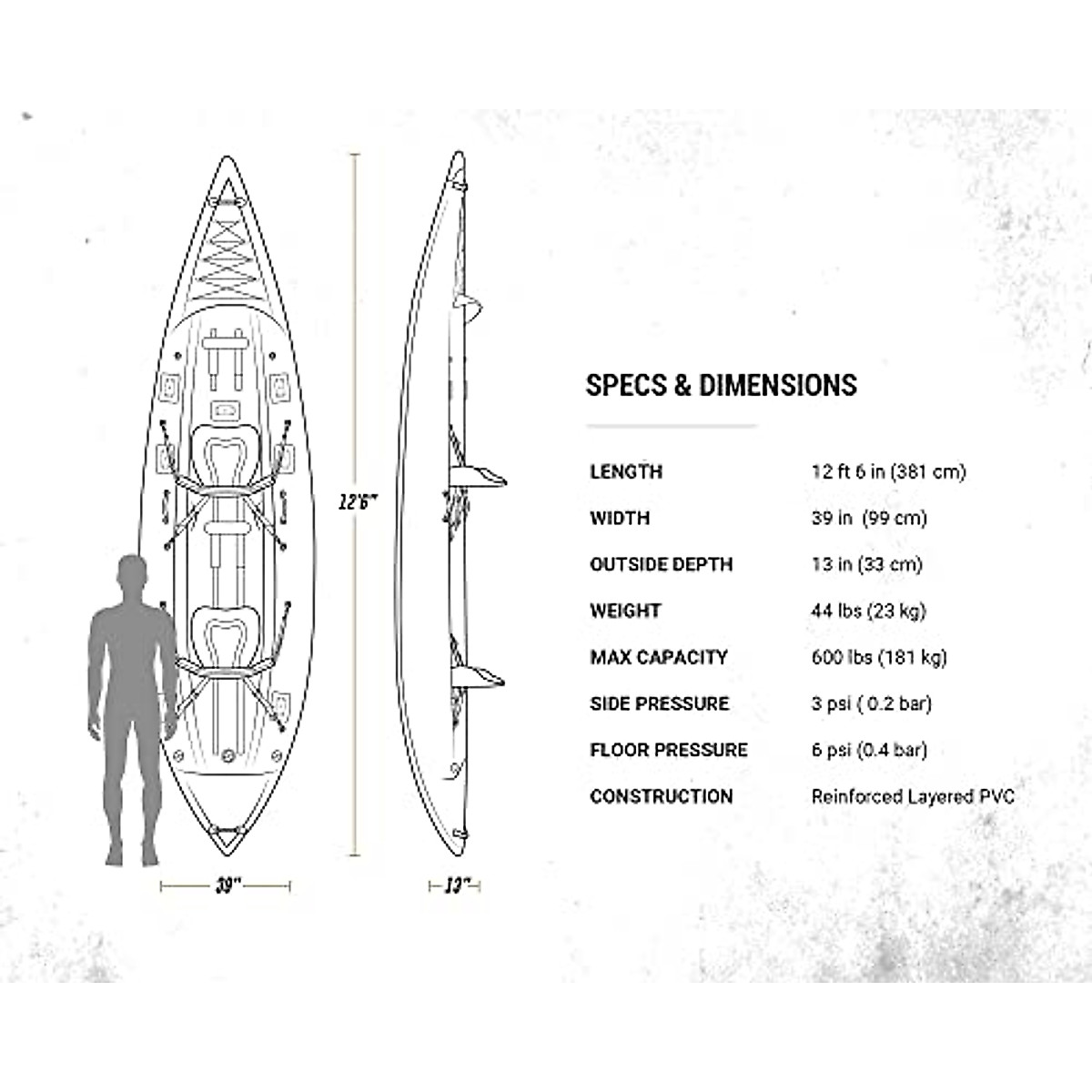 Elkton Outdoors Steelhead Inflatable Fishing Kayak Boat - 2 Person Angler Blow Up Tandem Kayak, Includes Paddles, Seats, Hard Mounting Points, Bungee Storage, Rigid Dropstitch Floor and Spray Guard