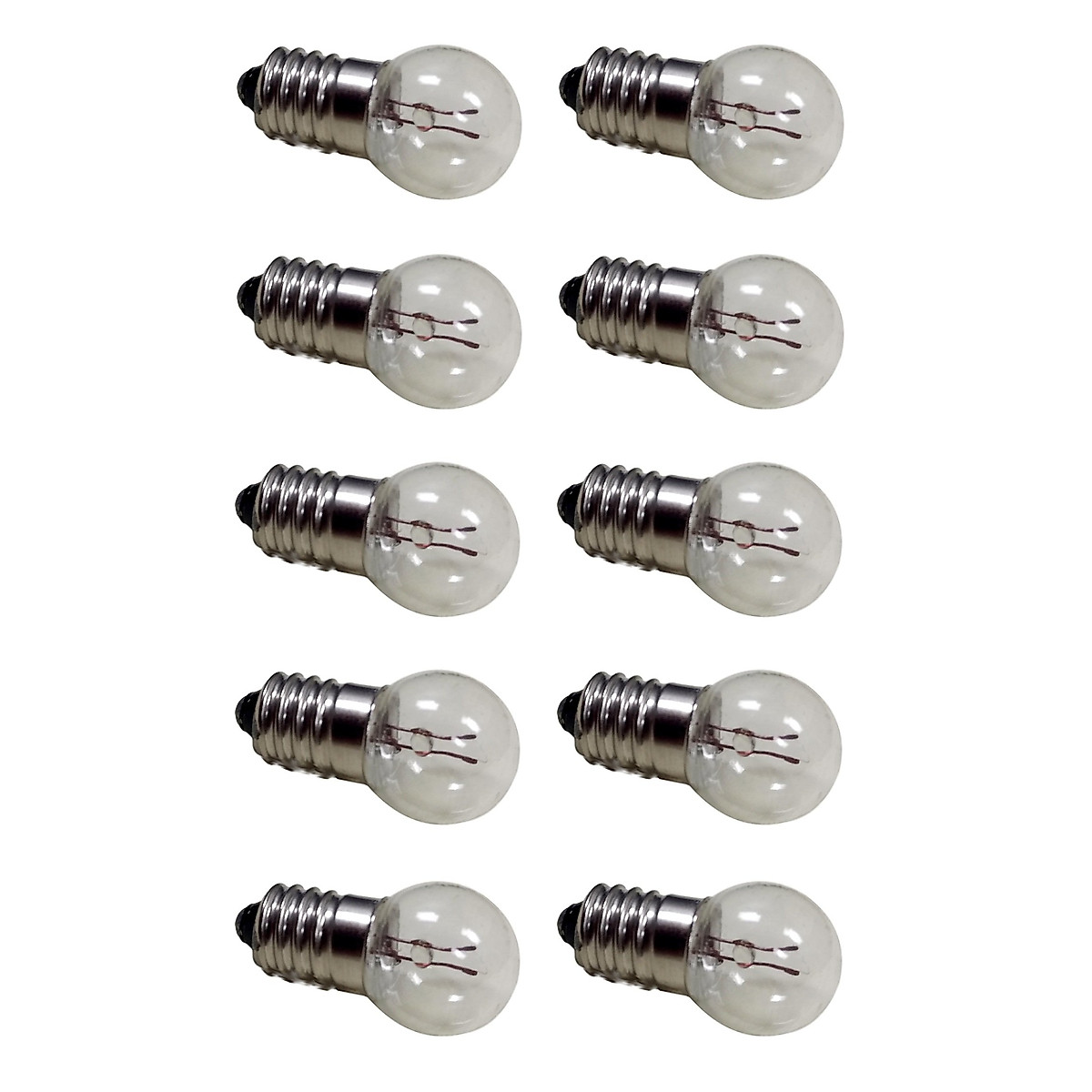 Pack of 10 E10 Miniature Screw Base Light Bulbs, 1.5V / 0.3A