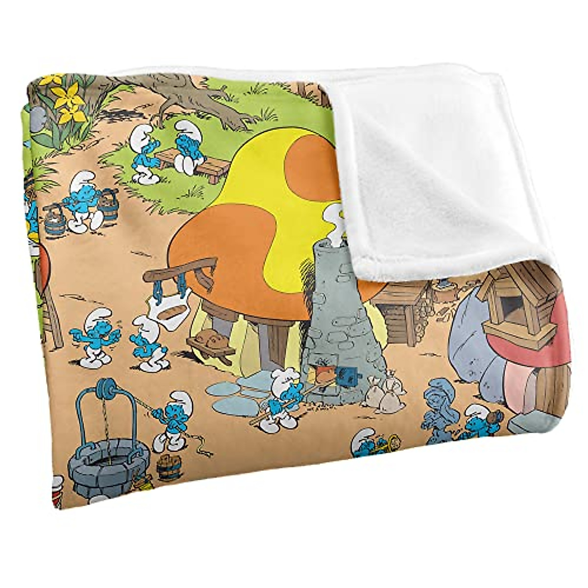 The Smurfs Blanket, 36"x58" Smurf Village Silky Touch Super Soft Throw Blanket