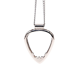 PICKRING Skull Shaped Guitar Pick Holder Necklace for Guitarists/guitar picks keeper storage pendant necklace stainless steel music lovers musicians gifts (SILVER)