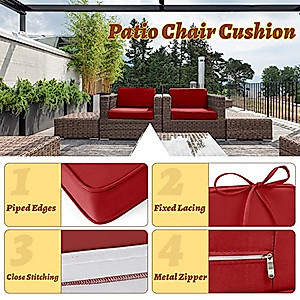 Focuprodu Outdoor Chair Cushions, 19x19 Inchs Outdoor Chair Cushions Set of 2, Comfortable Outdoor Furniture Patio Chair Cushion, Chair Cushion for Indoor/Outdoor use (19x19, Red)