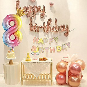 40 Inch Rainbow Gradient Number 2 & Mini Crown Balloon for Birthday Party Decorations, 2nd Birthday Party Decorations, Baby Shower Anniversary Balloons Decorations Supplies