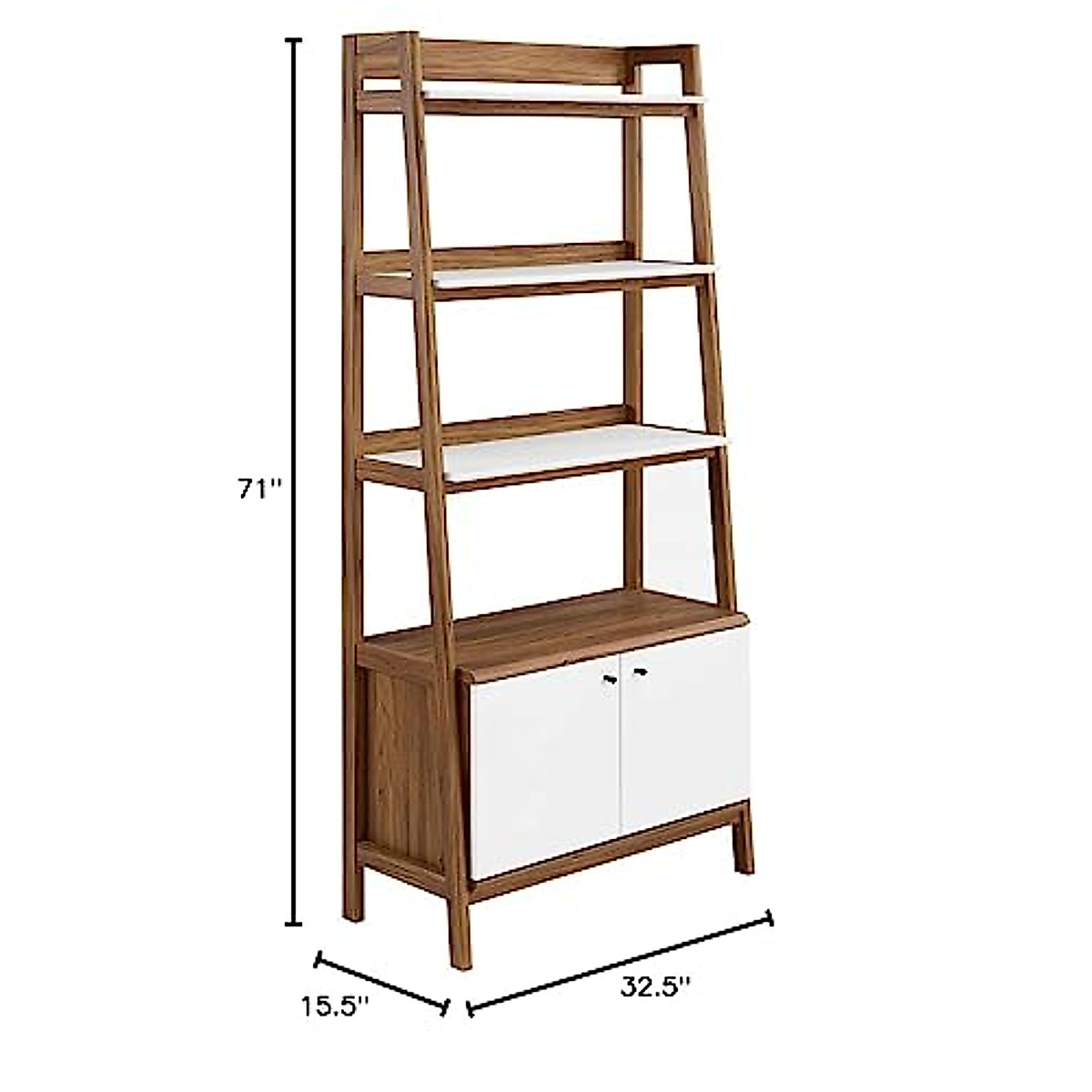 Modway Bixby Display Case, 33" Bookshelf, Walnut White