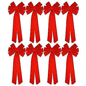 Black Duck Brand Set of 8 Christmas Red Velvet Bows 26" Long 10" Wide 10 Loop Holiday/Christmas Bows!