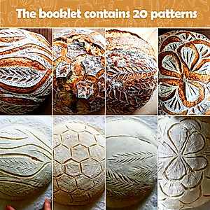 XANGNIER Bread Lame Dough Scoring Tool,4 Pack Sourdough Scoring Tools,Bread Dough Cutter Slashing Razor Tool,Scoring Patterns Booklet,Bread Baking & Making Tools Supplies Accessories